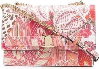 Ferragamo Femme, Sacs, Rose, Taille: ONE Size Sac cartable en cuir à imprimé floral Vara