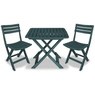 vidaXL 3-tlg. Bistro-Set Klappbar Kunststoff Grün - Vidaxl