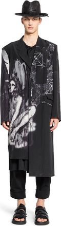 Yohji Yamamoto Portrait Print Asymmetric Coat