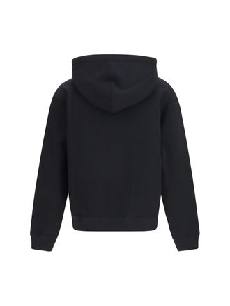 Jil Sander Mens Cotton Logo-Detail Hoodie Black Sweatshirts Sweater