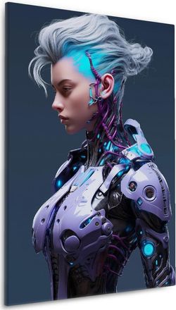 Wallario Leinwandbild Cyborg-Evolution - Wandbild 60 x 90 cm: Kunstdruck | Brillante lichtechte Farben | hochauflösend | verzugsfrei