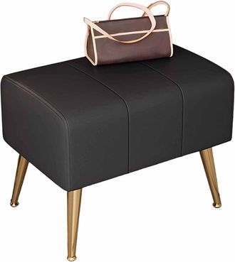 Generic Schuhregal for Den Eingangsbereich Mit Gepolsterter Sitzfläche Und Goldenen Metallbeinen - Schuhbank Aus Massivholz/Oberseite Aus Kunstleder(F,100cm)