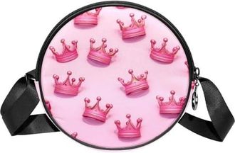 Generic Sac &agrave; bandouli&egrave;re Circle pour femme, petit sac &agrave; bandouli&egrave;re rose avec fermeture &eacute;clair, bretelles r&eacute;glables, sac &agrave; main rond d&eacute;contract&eacute; pour femmes 