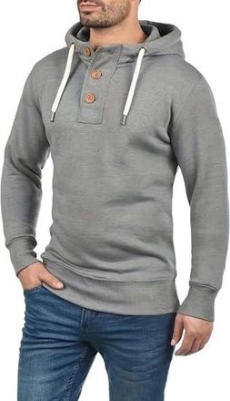 Generic Sweat à capuche en peluche confortable pour homme - Manches longues - Demi-bouton - Sweat à capuche dextérieur pour la vie quotidienne - Cadeau de Noë