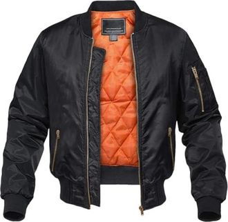 Generic Blouson bomber &eacute;pais et chaud pour homme avec doublure orange pour lautomne et lhiver, Noir, 4XL