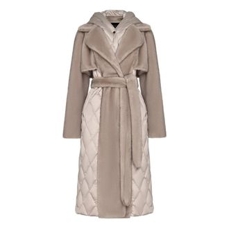 Cesare Gaspari Gesteppter Kunstfell-Perlenmantel mit G&uuml;rtel - - Coats - Damen - Beige - S