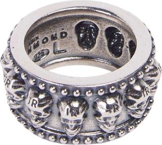 John Richmond Homme, Accessoires, Gris, Taille: S Skull Detail Ring