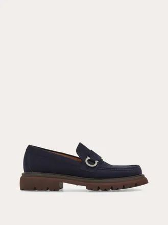 Ferragamo Herren Loafer mit Gancini-Ornament Blau Gr&ouml;&szlig;e 39.5
