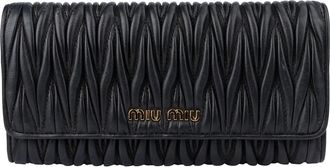 Miu Miu Portemonnaie - Miu Miu Quilted Leather Wallet - Gr. unisize - in Schwarz - f&uuml;r Damen