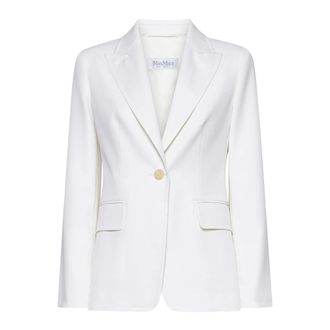Max Mara Femme, Vestes, Blanc, Taille: 44 FR Veste Blanche en Laine Revers Pointe