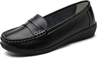 Generic Mocassins confortables et d&eacute;contract&eacute;s pour femme, mocassins classiques en cuir pour femme pour le travail daffaires, Noir, 40.5 EU