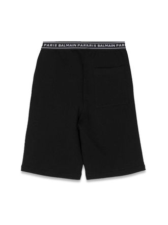 Balmain Cotton Sweatshirt Bermuda Shorts - Black