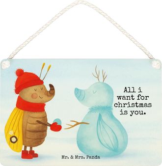 Mr. & Mrs. Panda holzbild Nachtfalter Schneemann Design DIN A6 - Geschenk, kleine aufmerksamkeit, Winterzeit, Schild, Wandbild Holz, Schnee, T&uuml;rschild, wandh&auml;nger, Wei