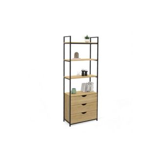 IDMarket B&uuml;cherregal 4 Ebenen mit 3 Schubladen DETROIT Industriedesign