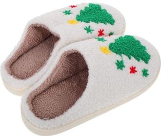 BESPORTBLE Pantoufles Femme Sapin De Noël Pantoufles Duveteuses Pour Maison Antidérapantes Chaudes Pour Hiver