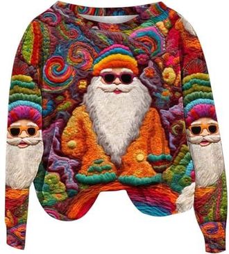 Generic 2025 Sweat de Noel Femme Pull Noel Rigolo Imprim&eacute; Hiver Pull No&euml;l Femme Drole Pullover De No&euml;l Femmes Moche Ugly Pulls Noels Rigolo Sweat Polaire Femm