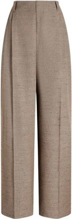 Dolce & Gabbana Femme, Pantalons, Beige, Taille: 36 FR Pantalon large en lin et viscose &agrave; effet tweed