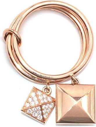 Herm&egrave;s Rose Gold Clou DH Ring with Diamonds, Size 54