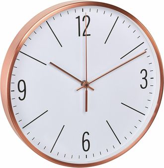 TFA Dostmann 60.3534.51 Funk-Wanduhr mit Rahmen aus kupferfarbenem Metall und Sweep-Werk (Kupfer mit Batterie)