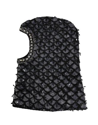 Dolce & Gabbana Womens Black Wool Crystal Embellished Balaclava Hat Virgin