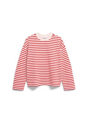 Armedangels Damen Sweatshirt aus Bio-Baumwolle FRANKAA MAARLEN Stripe Oversized Fit Undyed-Mars Red