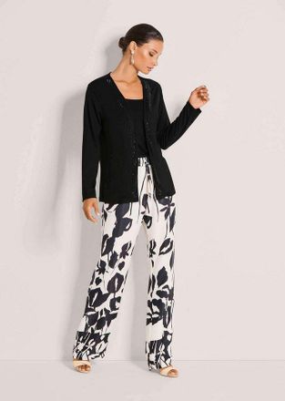 Madeleine Langarmshirt Offene, leichte Jacke in weiter Form Langarm Jacke mit Steinchen, Viskose-Mix mit Elasthan-Anteil