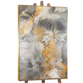 Yohji Yamamoto Art Luxus Abstrakt Acryl Gemälde auf Leinwand Harmonie aus Gold und Silber handgemalt Wohnzimmer Wandbild modern Wohndekor echte Kunst 140x100 cm