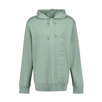 Balmain Gr&uuml;ner Baumwollhoodie mit gepr&auml;gtem Logo - - Sweatshirts & Hoodies - Herren - Gr&uuml;n - L