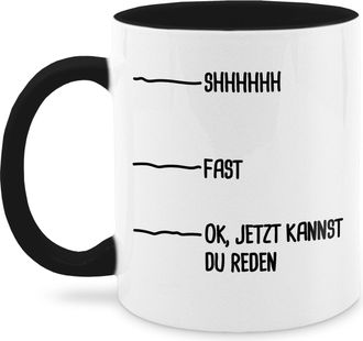 Shirtracer Tasse Tassen 325ml - Statement - Du kannst jetzt mit mir reden - 325 ml - Schwarz - morgenmuffel geschenk kaffetassen sprüche statements fast kaffeeta