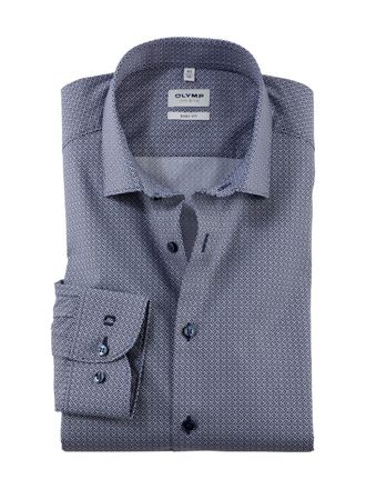 Olymp Herren Oberhemd Langarm Level Five,Rotationsdruck auf Uni,Level 5,22 Modern Kent,Marine 18,39