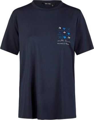 Marc Aurel Femme, Tops, Bleu, Taille: 44 FR T-shirt avec broderie et d&eacute;tails en cristal
