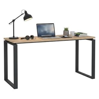 Dmora Schreibtisch Michele, Mehrzweckschreibtisch, B&uuml;rotisch f&uuml;r PC, Eckschreibtisch, 150x60 h76 cm, Eiche und Grau