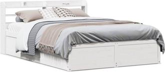 vidaXL Vidaxl - Cadre de lit avec tête de lit blanc 140x200 cm bois pin massif