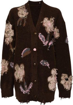 JNBY Floraler Cardigan mit V-Ausschnitt - Braun