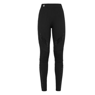 Philipp Plein Femme, Pantalons, Noir, Taille: 38 FR Leggings Taille Haute avec Pierres