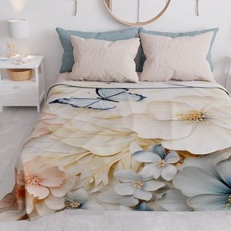 Petti Artigiani Italiani Tagesdecke für Einzelbett, Frühling und Sommer, leichte Decke für Einzelbett, Mariposa 100% Made in Italy