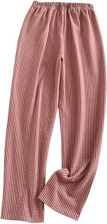 Generic Pantalon de pyjama pour femme en coton confortable &agrave; carreaux avec poches, pantalon de d&eacute;tente ample et d&eacute;contract&eacute; pour la maison, v&ecirc;tement de nuit p
