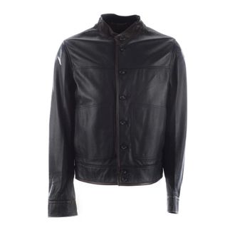 Dolce & Gabbana Homme, Vestes, Bleu, Taille: XS Leather Jacket