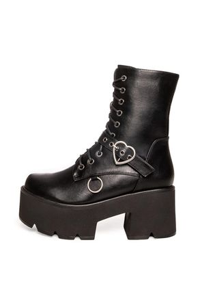 Lamoda Damen Heartless Mid Calf Boot, Black Pu, 40 EU