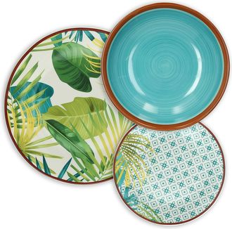 Tognana Jungle, Geschirrservice 18-teilig, Porzellan, mehrfarbig