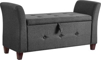 Home Discount Seville Banc Ottoman de Rangement, boîte à Couvertures, Coffre de Couloir et Chambre H 60 x L 120 x P 45 cm, Lin-Gris-Foncé