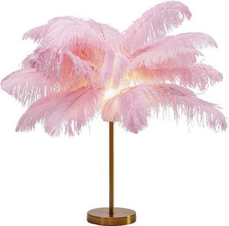 Kare Design Design Tischlampe Feather Palm Rosa, Schreibtischlampe, Desk Lamp, Nachttischlampe, Dekoleuchte, Leuchtmittel nicht inklusiv, Tischleuchte, Palmen Mot