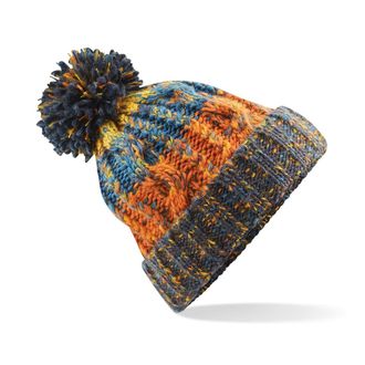 Beechfield B486 Corkscrew Pom Pom Beanie - Stylische Winterm&uuml;tze, Retro Blues, One Size
