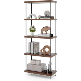 Costway Costway - Biblioth&egrave;que &Eacute;tag&egrave;re &agrave; 5 Niveaux, Biblioth&egrave;que Cadre en M&eacute;tal, &Eacute;tag&egrave;re de Rangement Style Industriel, pour Salon, Chambre, Bureau, Cuisine