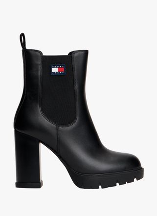 Tommy Hilfiger Bottines &agrave; talons hauts crant&eacute;s en cuir