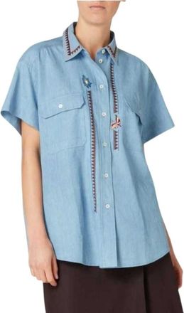 Paul Smith Femme, Blouses et Chemises, Bleu, Taille: 40 FR Chemise en jean brod&eacute;e