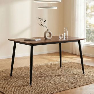 IDIMEX Esstisch Nora 120 x 80 cm, Nussbaum Finish - rechteckiger Esszimmertisch mit abgerundeten Ecken, Tischplatte aus MDF, Robustes Metallgestell, ideal f&uuml;