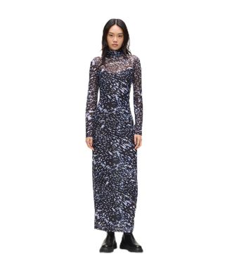 Karl Lagerfeld Long Sleeves mesh Lights All Over Print Dress, Digital Light AOP, XS