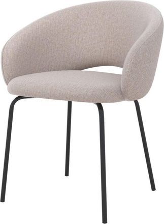 Rendez-Vous D&eacute;co Chaise en tissu beige chin&eacute; et pieds noirs - MILLY
