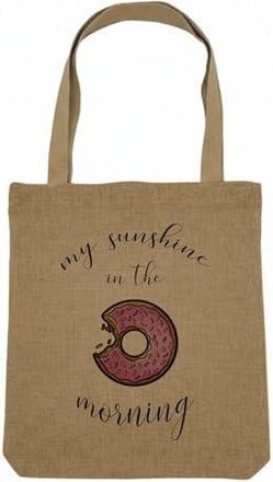 Fabulous Sac Shopping Tote Bag Aspect Lin - Mon Soleil du Matin Donut Morning Sunshine - Sac de Courses Toile Epaisse 360g Beige Naturel Cabas Port&eacute; Epaule Sol